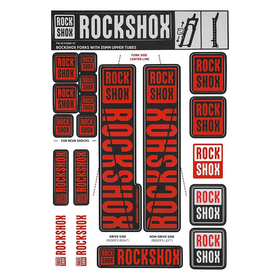 RockShox Fork Decal Kit - 35mm Red – Airpark Bike Co