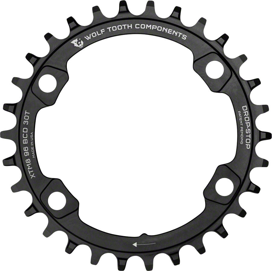 Wolf Tooth 96 BCD Chainring - 30t 96 Asymmetric BCD 4-Bolt Drop-Stop F